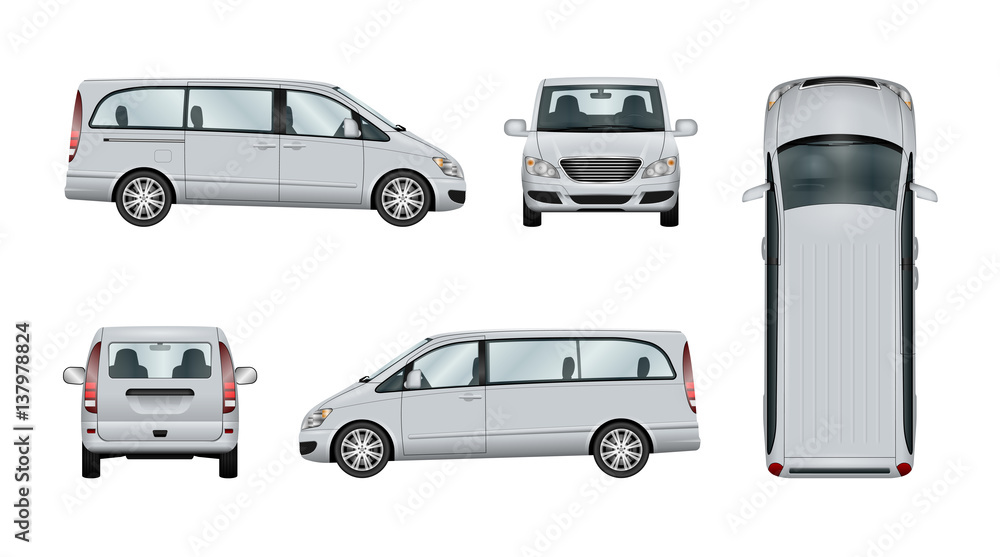Family minivan vector template. Isolated van car on white backgroung ...