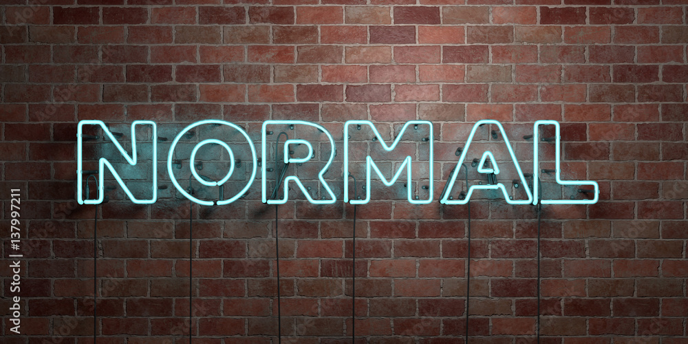 NORMAL - fluorescent Neon tube Sign on brickwork - Front view - 3D ...