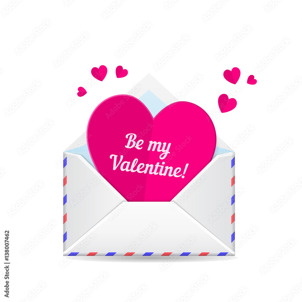 Love mail, valentines day heart. Paper cut heart and envelope Stock ...