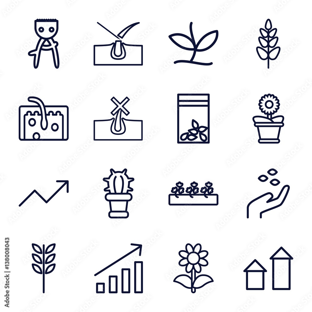 Set of 16 grow outline icons Stock-Vektorgrafik | Adobe Stock