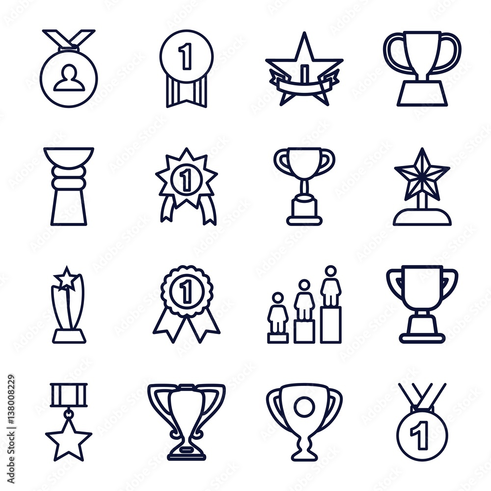 Set of 16 trophy outline icons Stock Vector | Adobe Stock