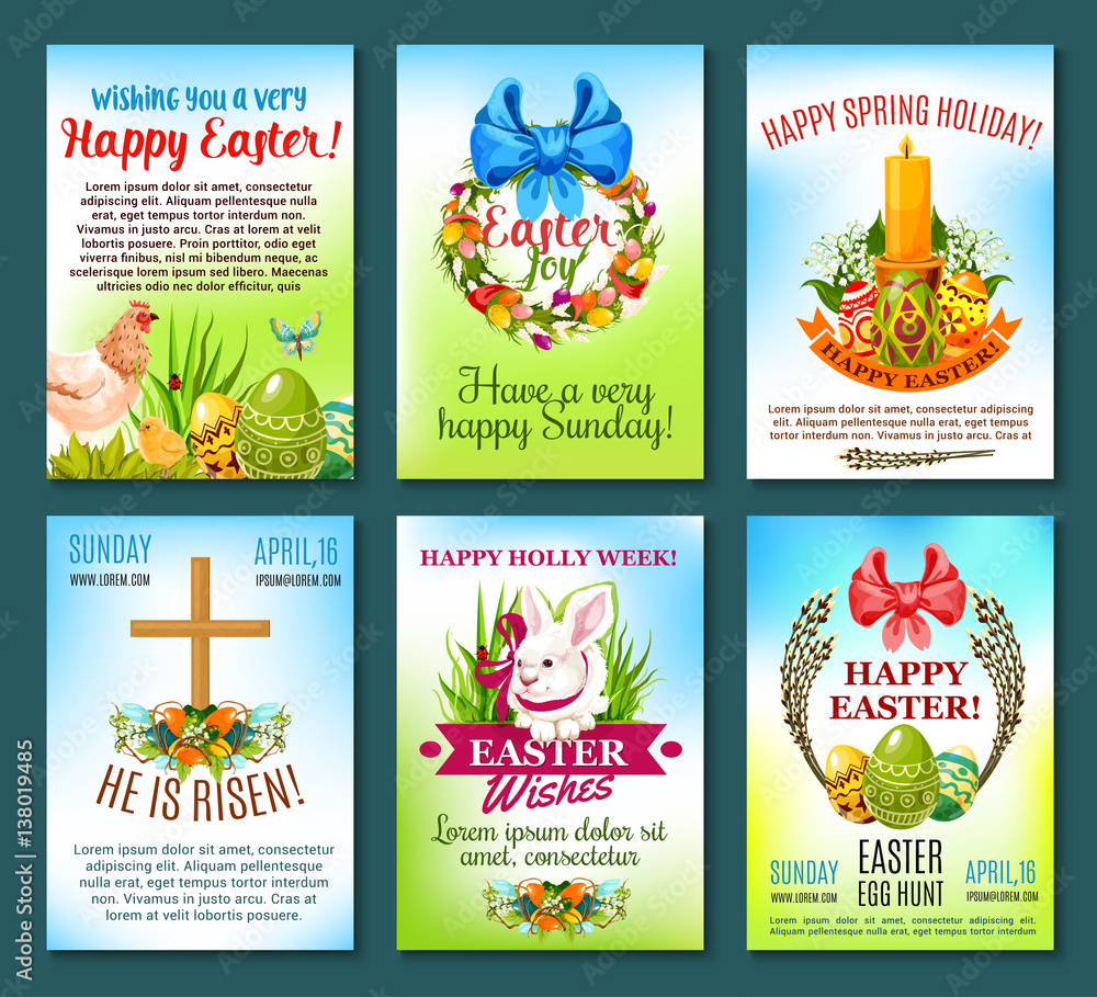 Easter holiday celebration banner template set Stock Vector | Adobe Stock