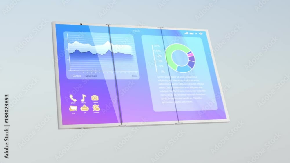 Foldable smart phone transform from tablet PC to mobile phone. 3D ...