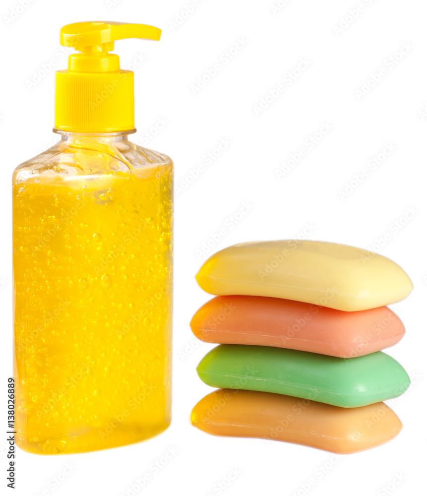 Soap liquid and solid isolated on white background Stock Photo | Adobe ...