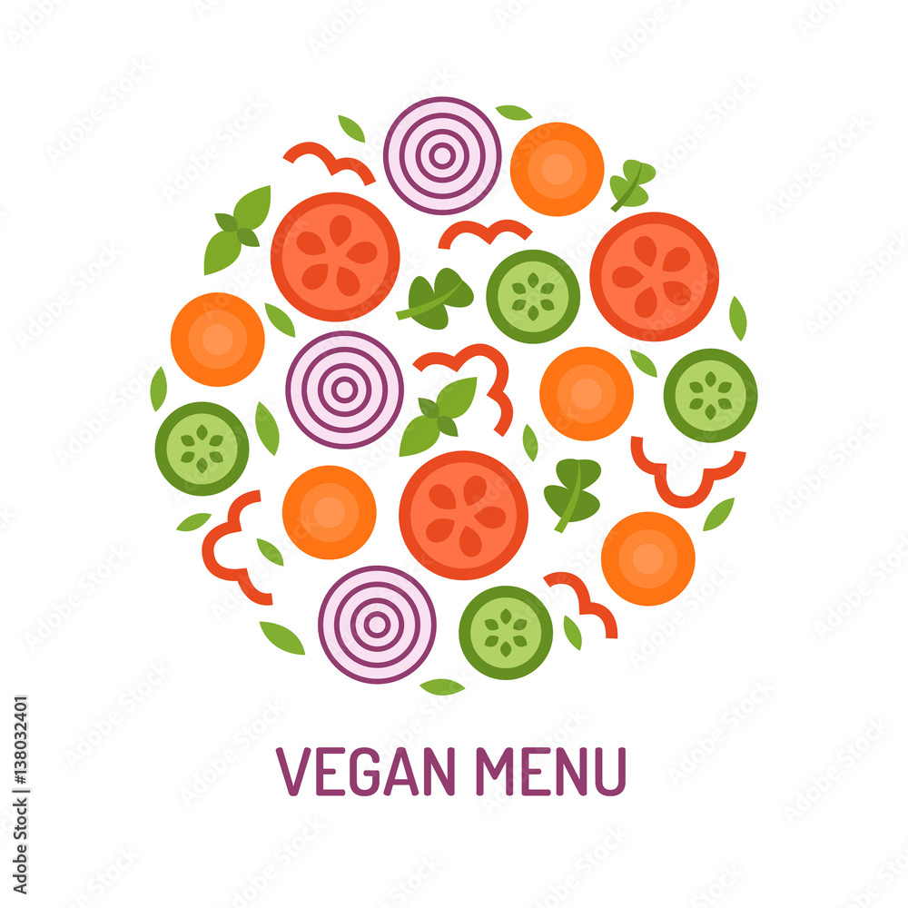 Vegetable circle. Logo for the restaurant, vegan menu or salad bar ...