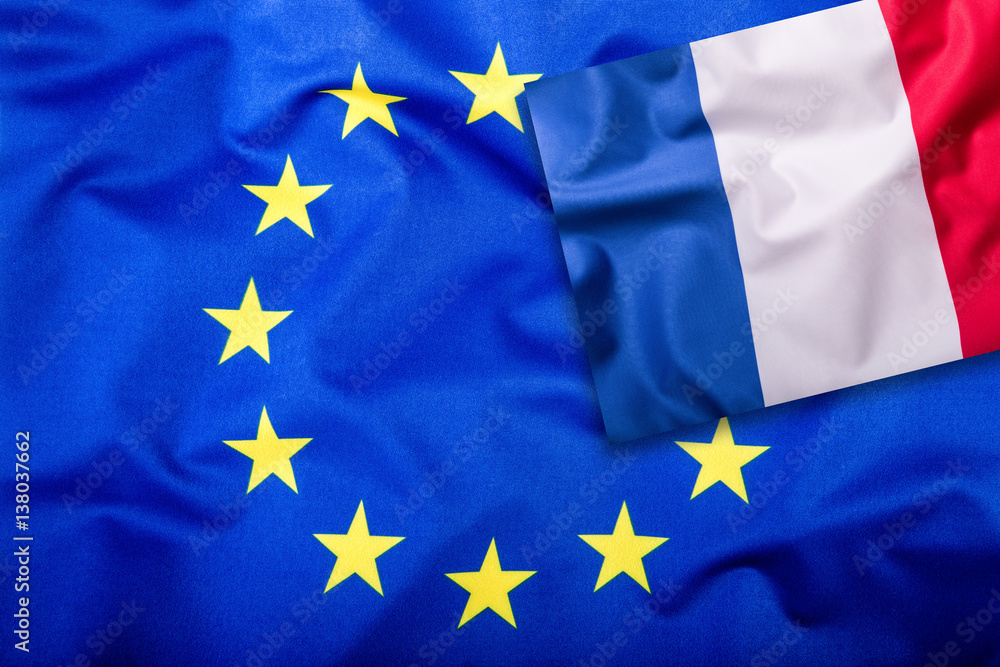 Flags of the france and the European Union. France Flag and EU Flag ...