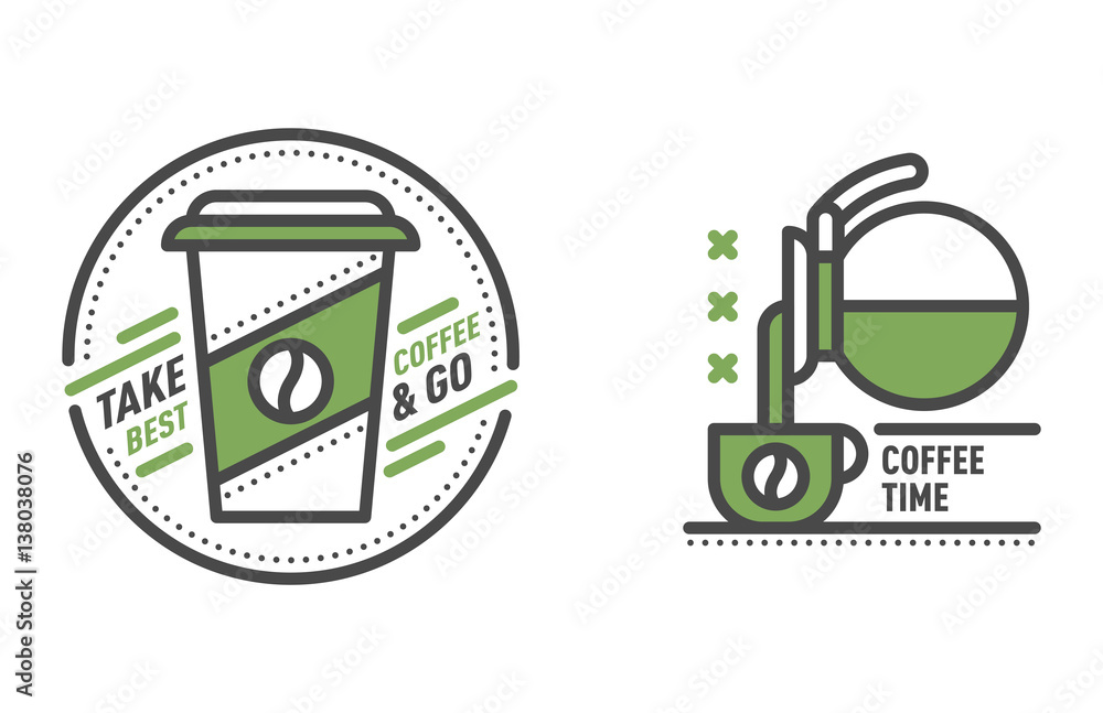 Coffee badge logo food design thin line lettering for restaurant, cafe ...