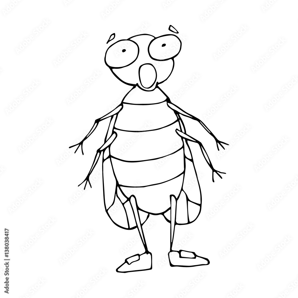 Circuit flies in cartoon style. A sketch of the insect. Vector isolated ...