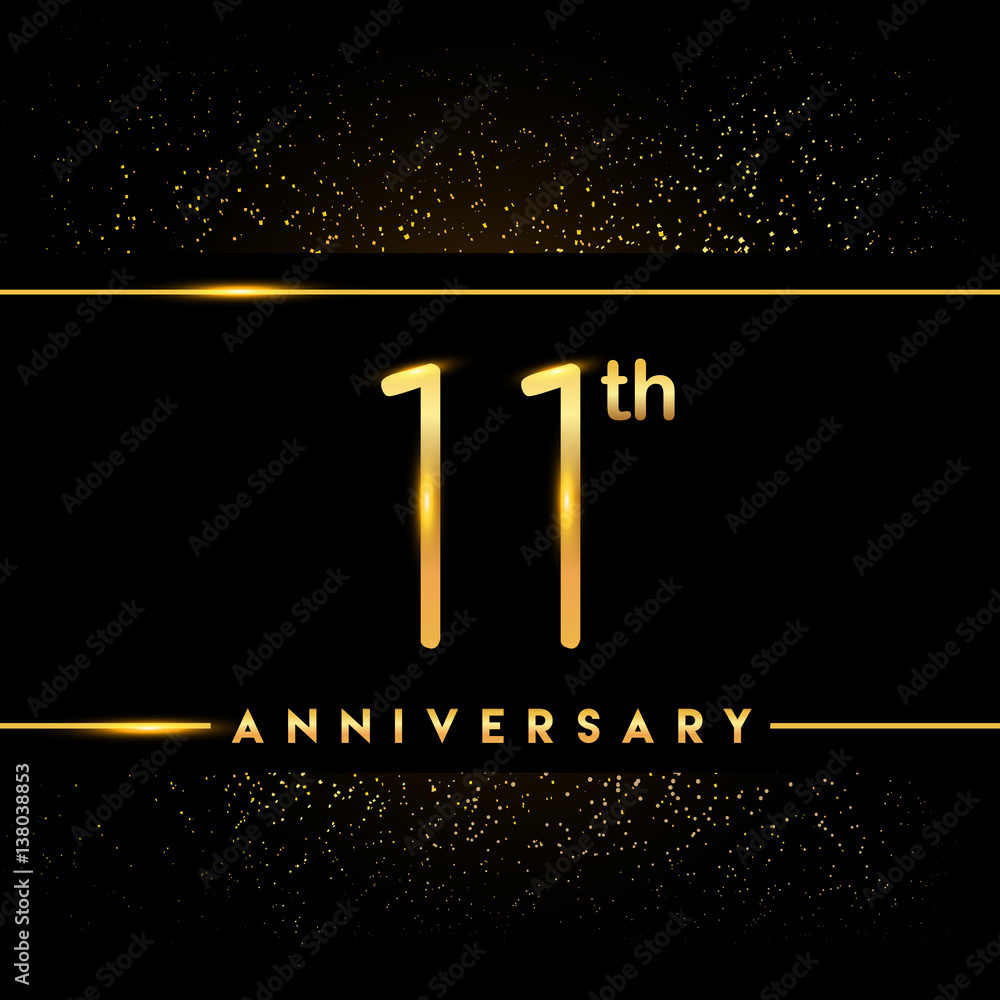 Celebrating of 11 years anniversary, logotype golden colored isolated ...