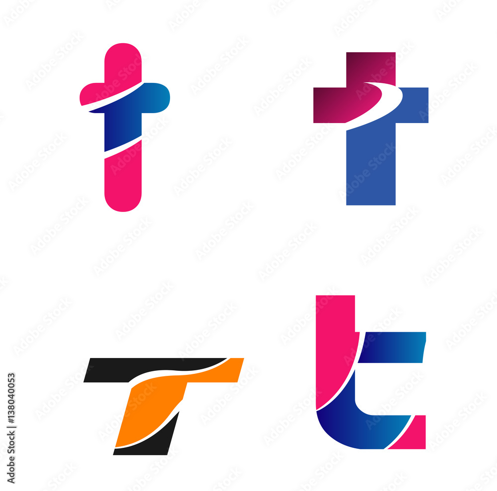 Letter t Alphabetical Logo Design Concepts set Stock Vector | Adobe Stock