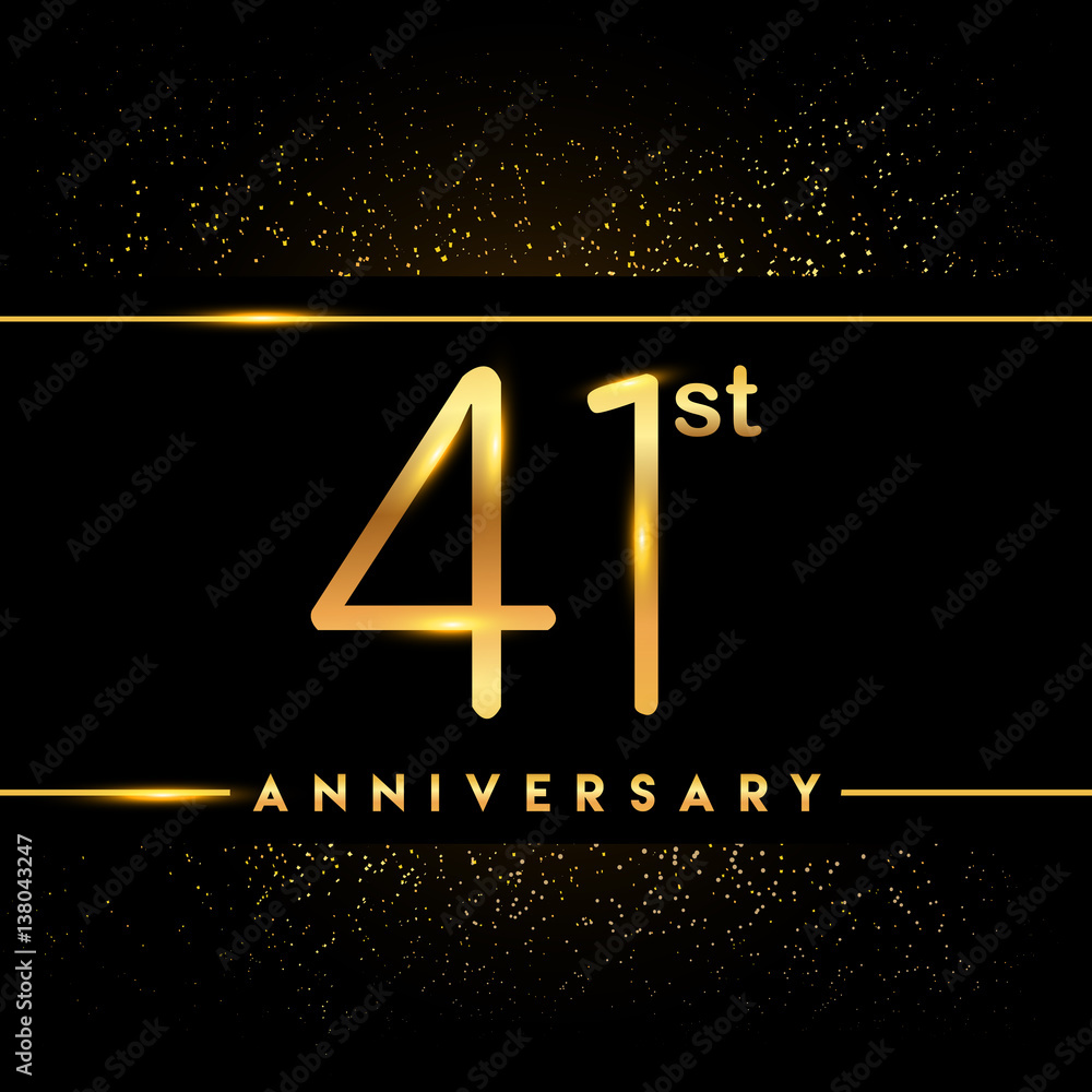 Celebrating of 41 years anniversary, logotype golden colored isolated ...