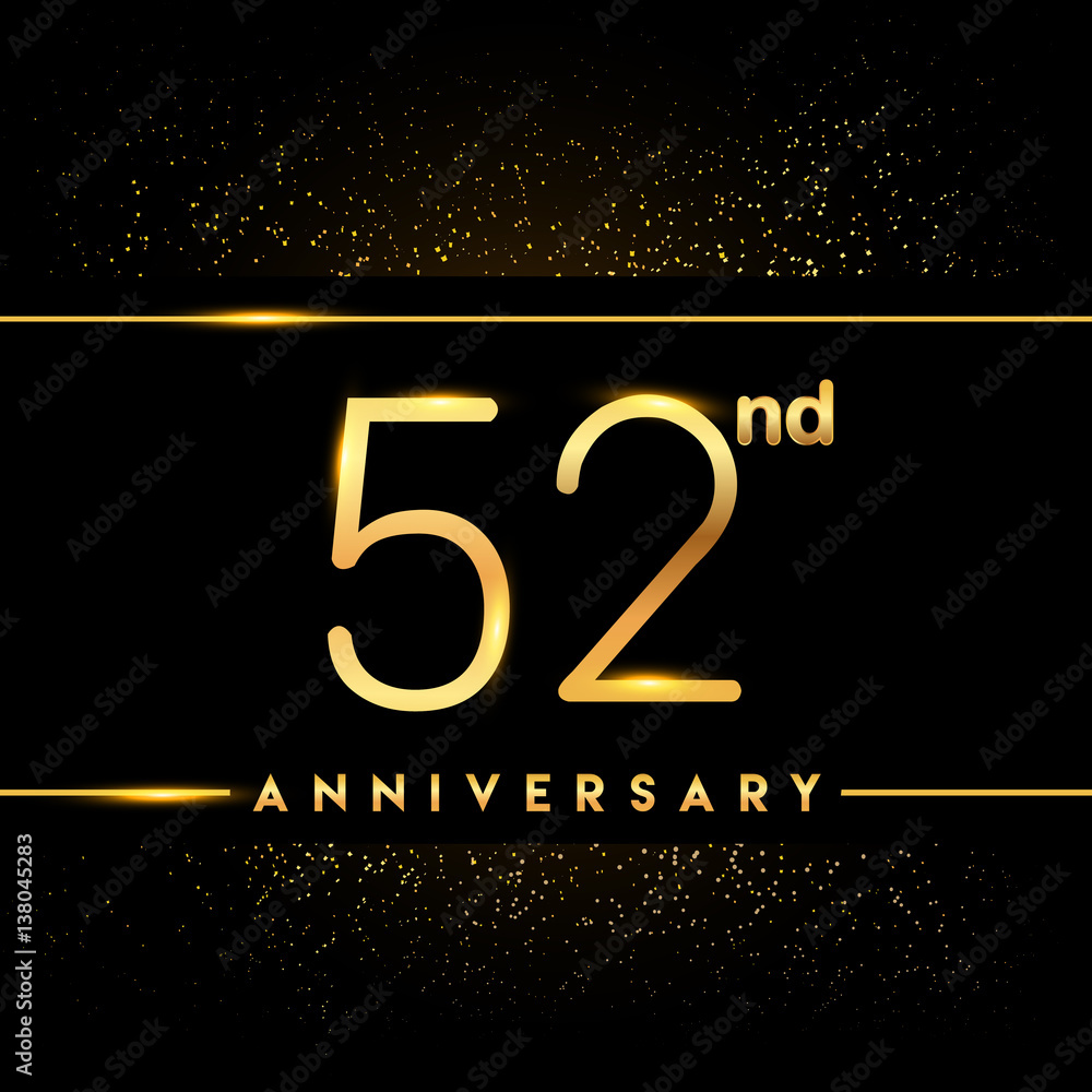 Celebrating of 52 years anniversary, logotype golden colored isolated ...