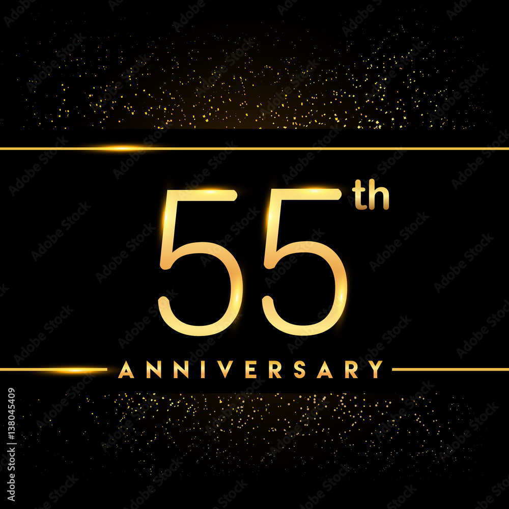 Celebrating of 55 years anniversary, logotype golden colored isolated ...