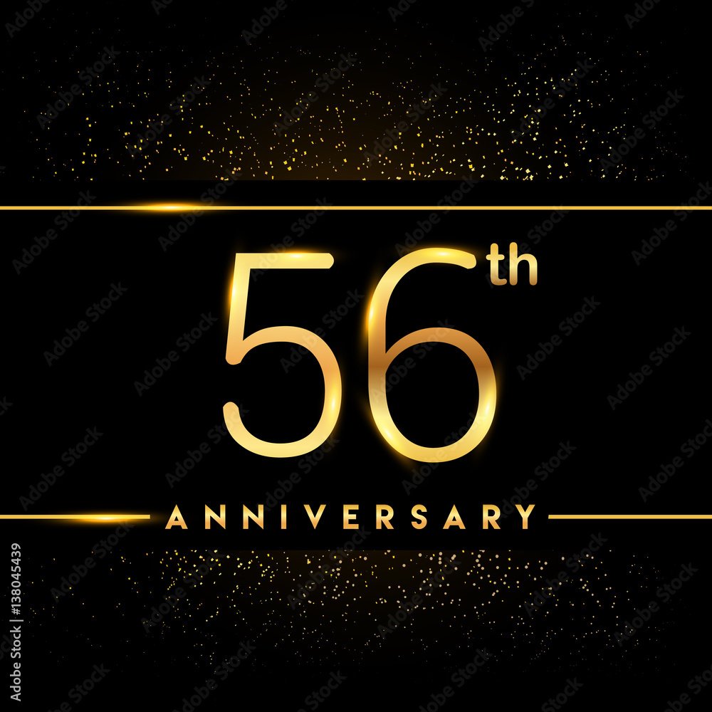 Celebrating of 56 years anniversary, logotype golden colored isolated ...