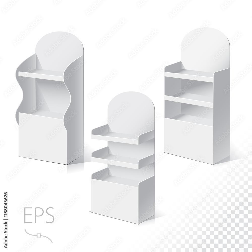 White Empty Displays With Shelves Products.Display on Isolated white ...
