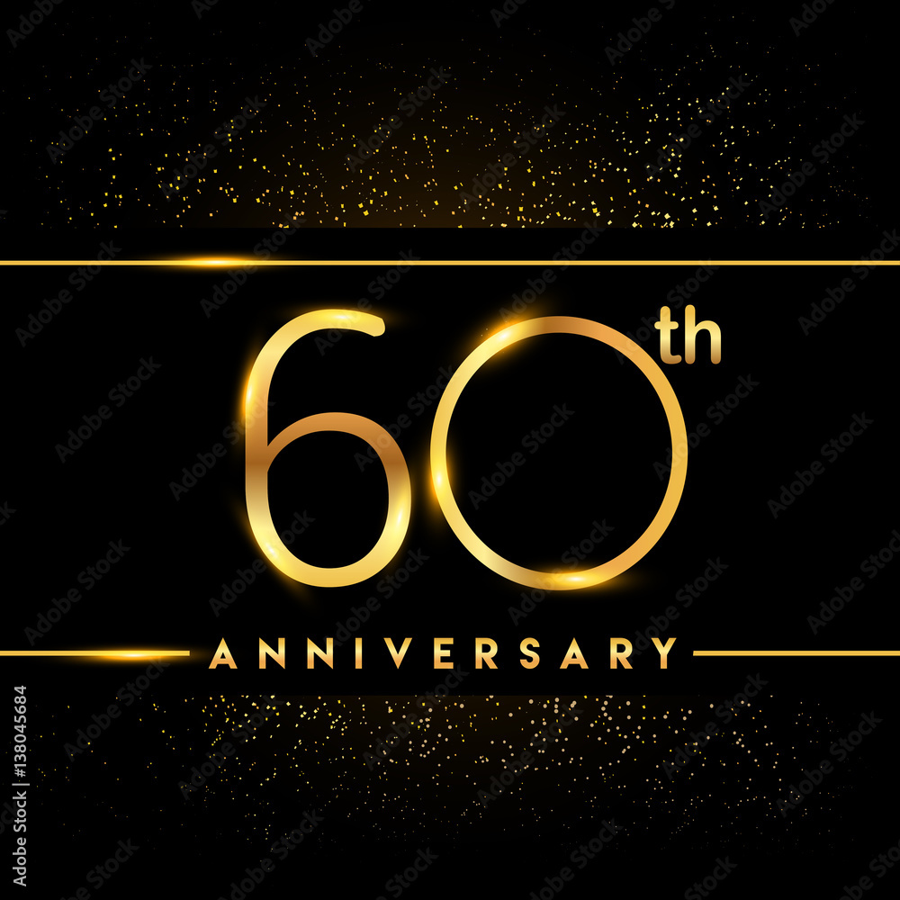 Celebrating of 60 years anniversary, logotype golden colored isolated ...