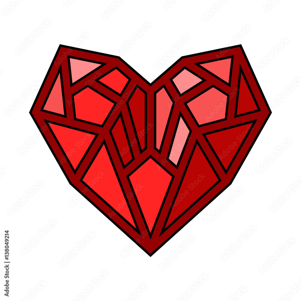 Geometric Gemstone Style Heart Illustration Stock Vector | Adobe Stock