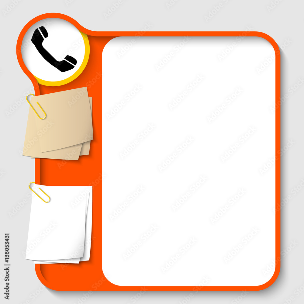Vector text frames for any text with two paper clips and phone icon ...