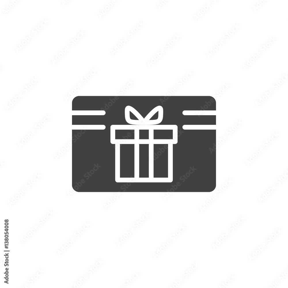 Gift card certificate icon vector, filled flat sign, solid pictogram ...