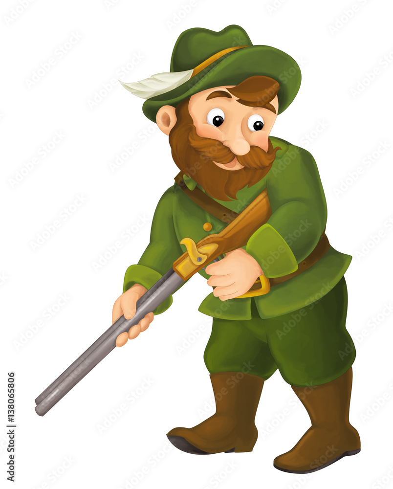 cartoon happy hunter illustration for children Stock Illustration ...