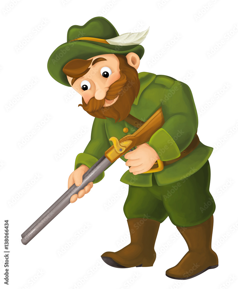 cartoon happy hunter illustration for children Stock Illustration ...