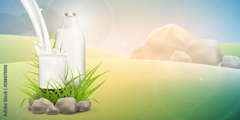 Fresh milk vector background for label design or advertising needs ...