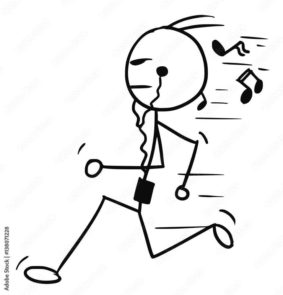 Stickman Cartoon of Running Man Jogging Stock Vector | Adobe Stock