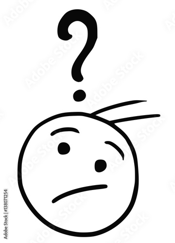 Stickman Cartoon of Male Smiley Face with Question Mark vector de Stock ...