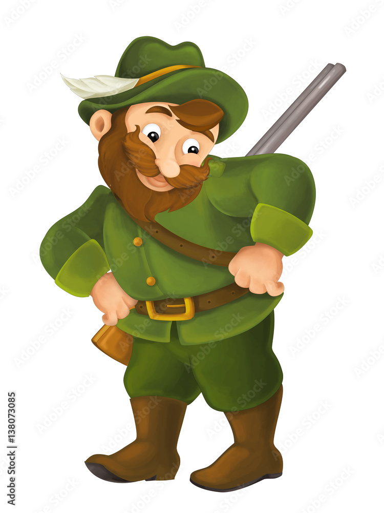 cartoon happy hunter illustration for children Stock Illustration ...