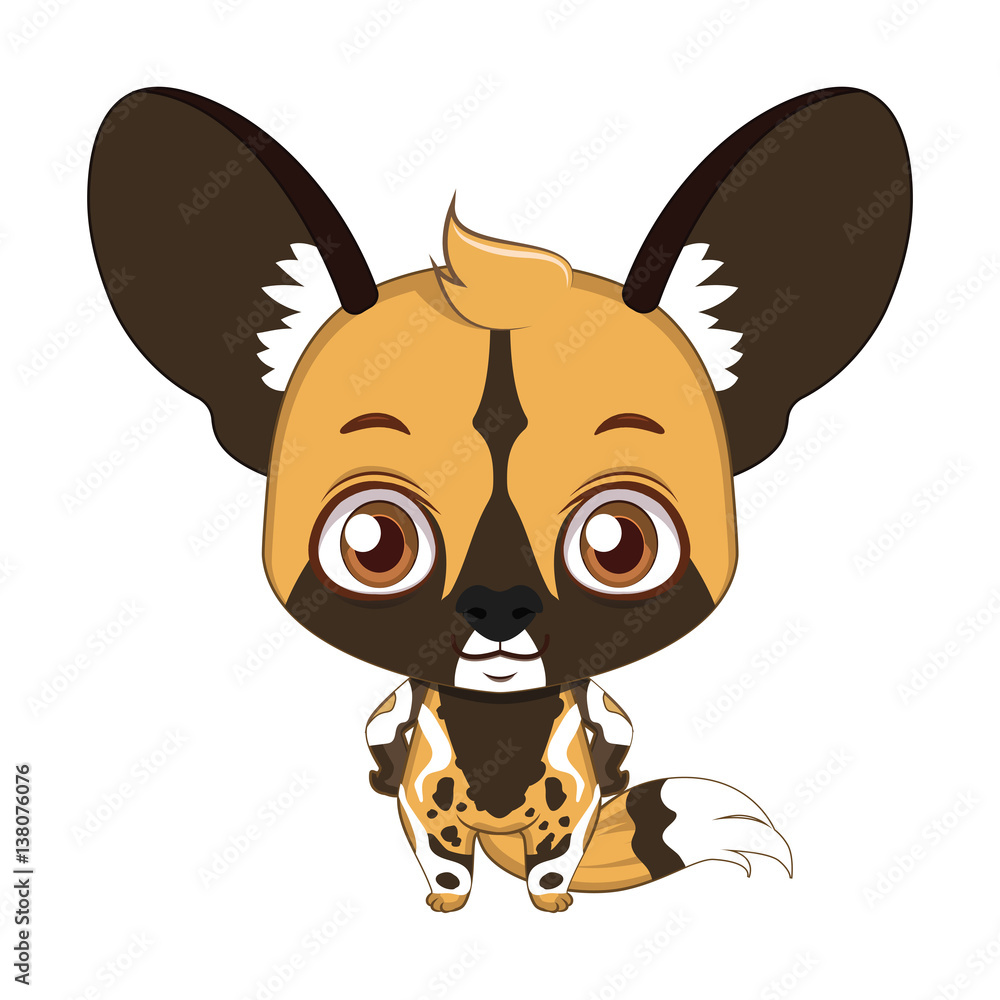 Cute stylized cartoon african wild dog illustration ( use for stickers ...
