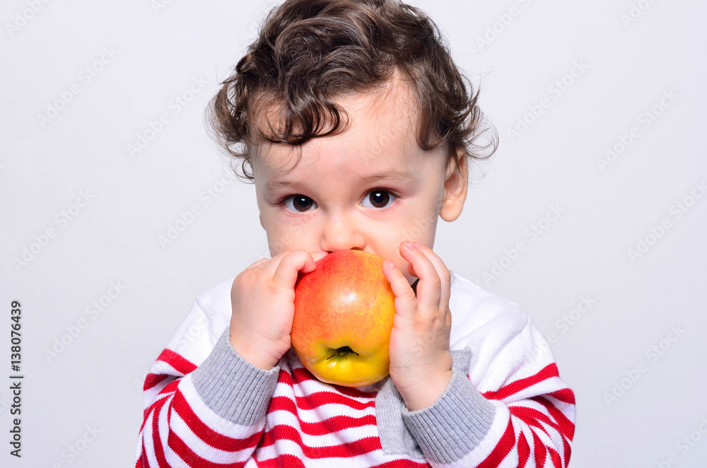 Cute Toddlers Eating Fruit
