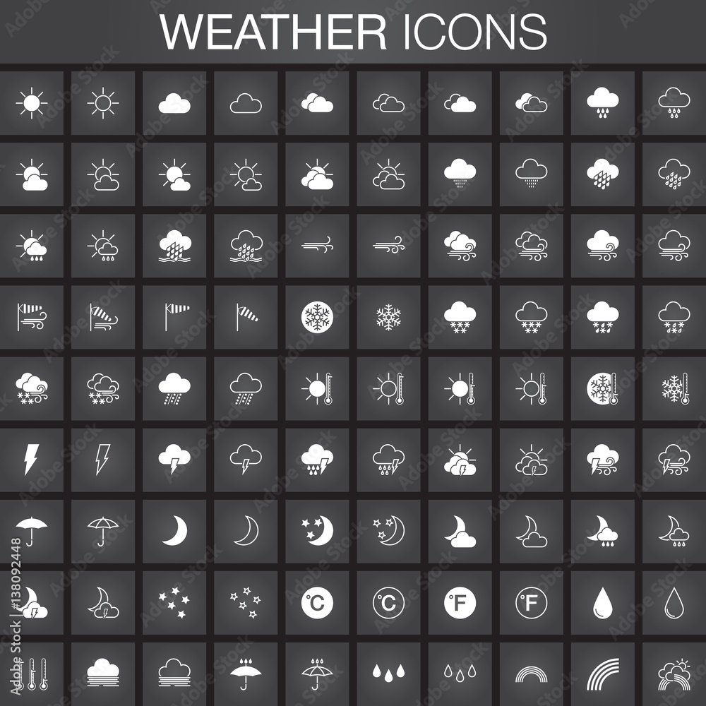 Weather line and solid icon set, outline and filled vector sign ...