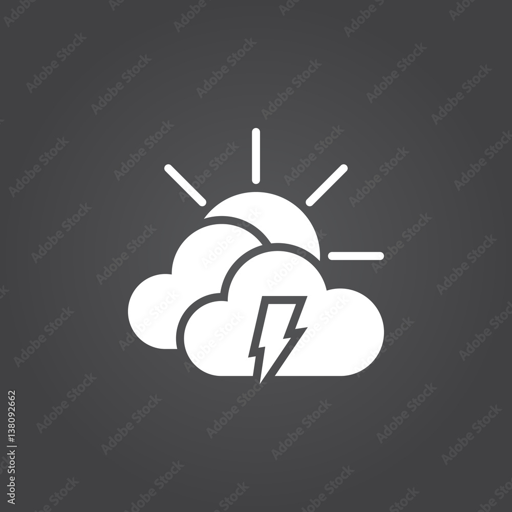Lightning and sun icon vector, solid logo, white pictogram isolated ...