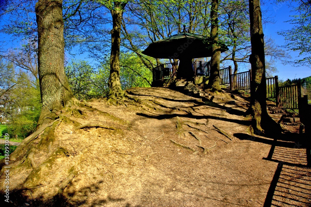 Foto Stock Der Pavillon über dem Siegwasserfall in Schladern, Gemeinde ...