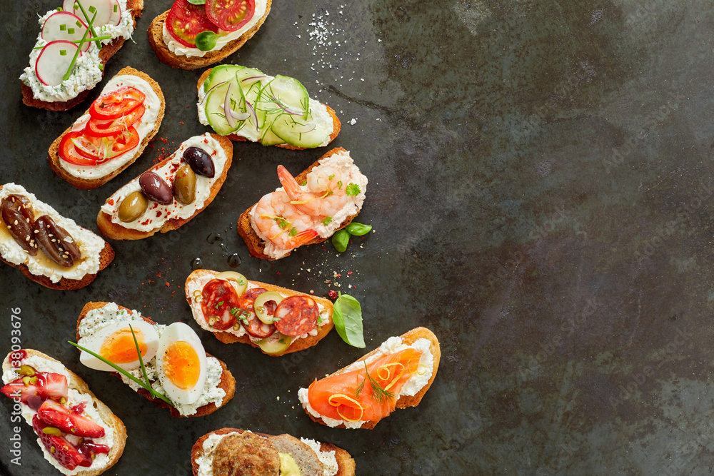 Assorted delicious fresh canapes Stock 写真 | Adobe Stock