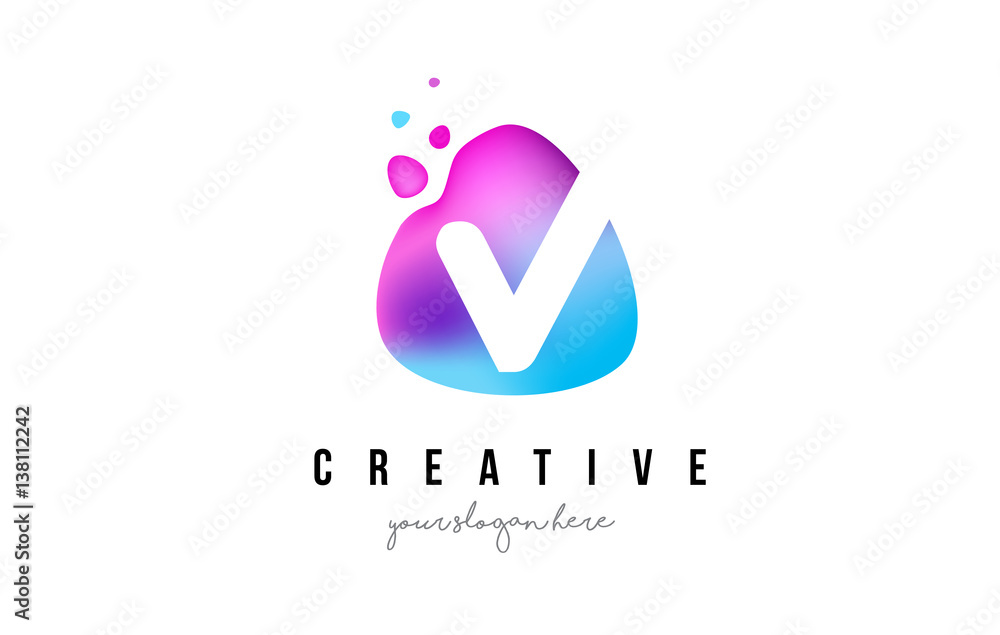 V Letter Dots Logo Design with Oval Shape. Stock Vector | Adobe Stock