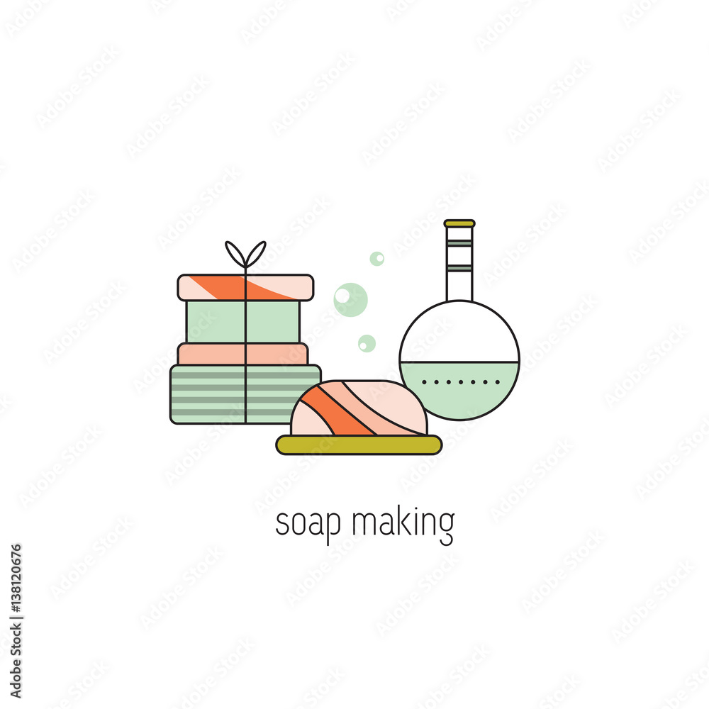 Soap making line icon Stock Vector | Adobe Stock