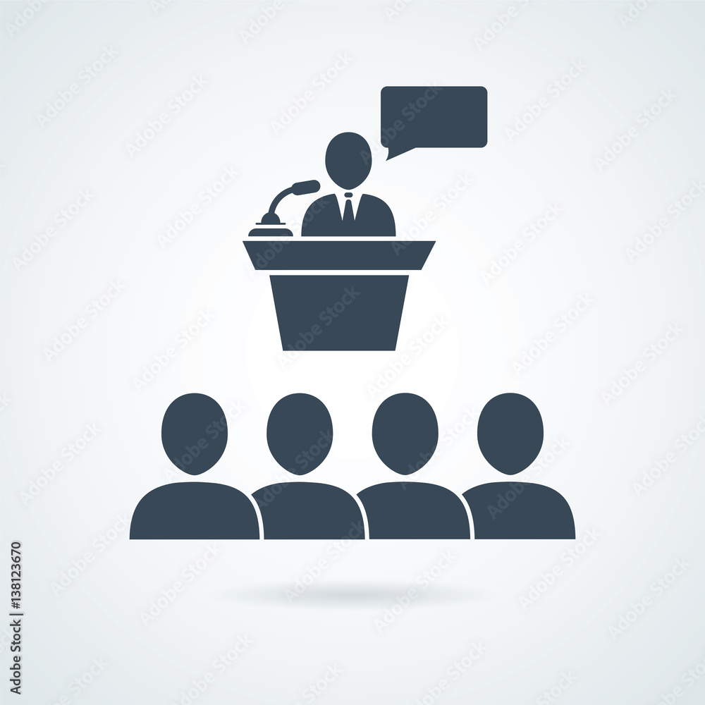 Class group of individuals drawn, lecturer icon Stock Vector | Adobe Stock