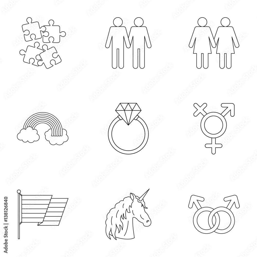 Gender minorities icons set, outline style Stock Vector | Adobe Stock