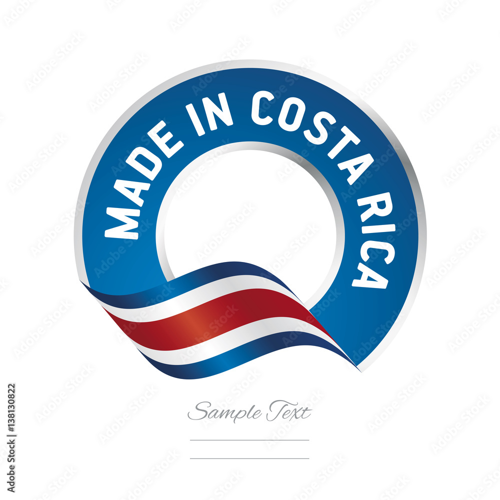 Made in Costa Rica flag blue color label button logo icon banner Stock ...