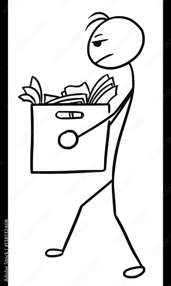 Stickman Cartoon of Man Carrying Box of Office Paper Stock Vector ...