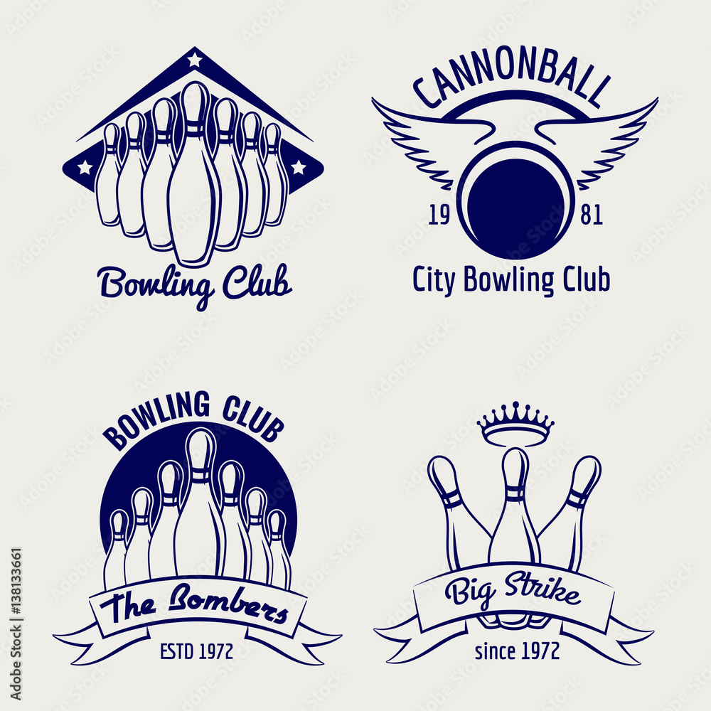 Bowling club logo design isolated on grey background. Vector ...