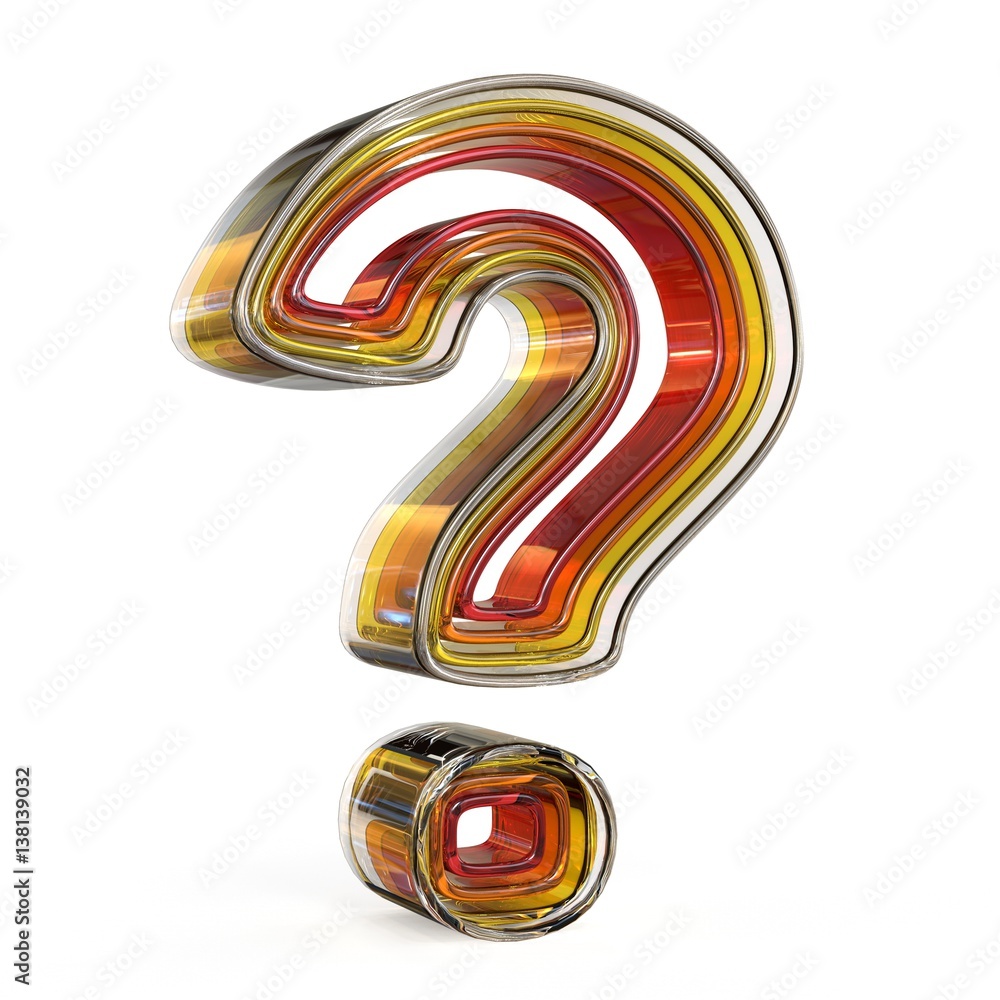Plastic layered transparent question mark. 3D Stock Illustration ...