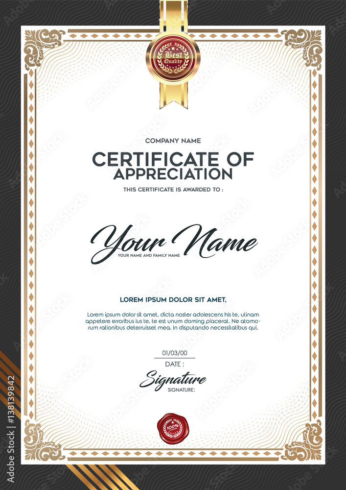 The layout and text format for certification. Stock Vector | Adobe Stock