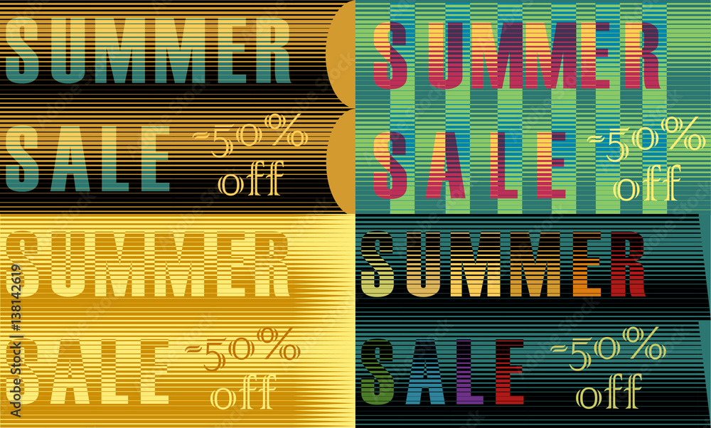 Cards with inscriptions for retail. Striped font ilustración de Stock ...