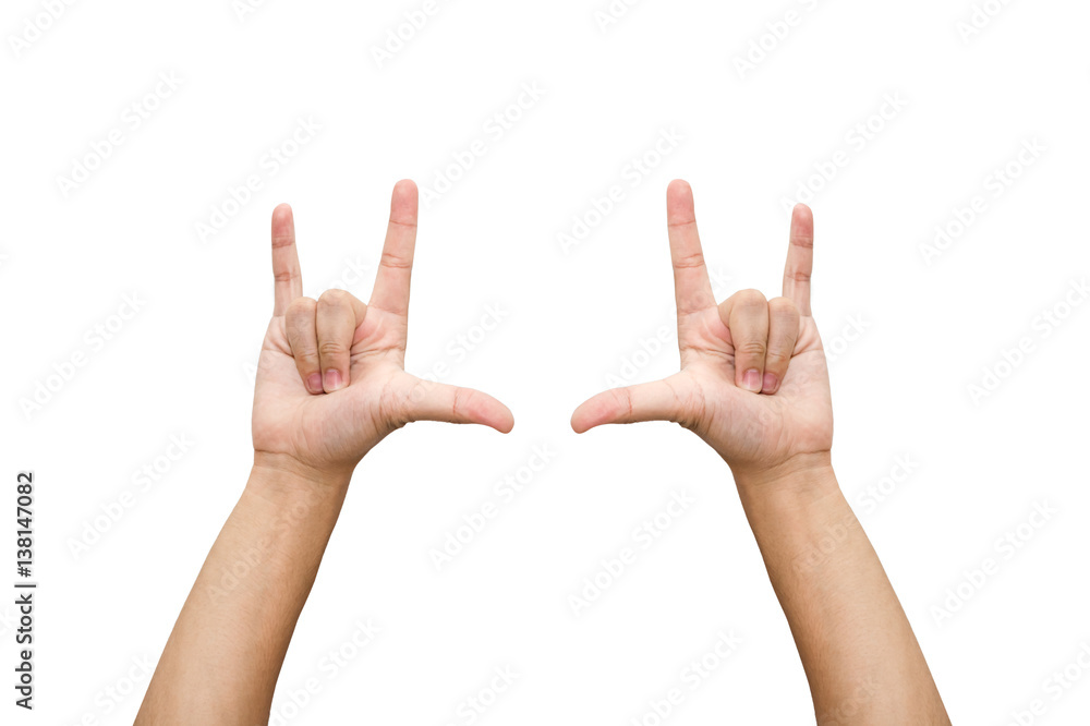 I Love You hand sign isolated on white background with copy space Stock ...