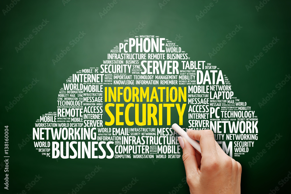 Information Security word cloud collage, technology business concept on ...