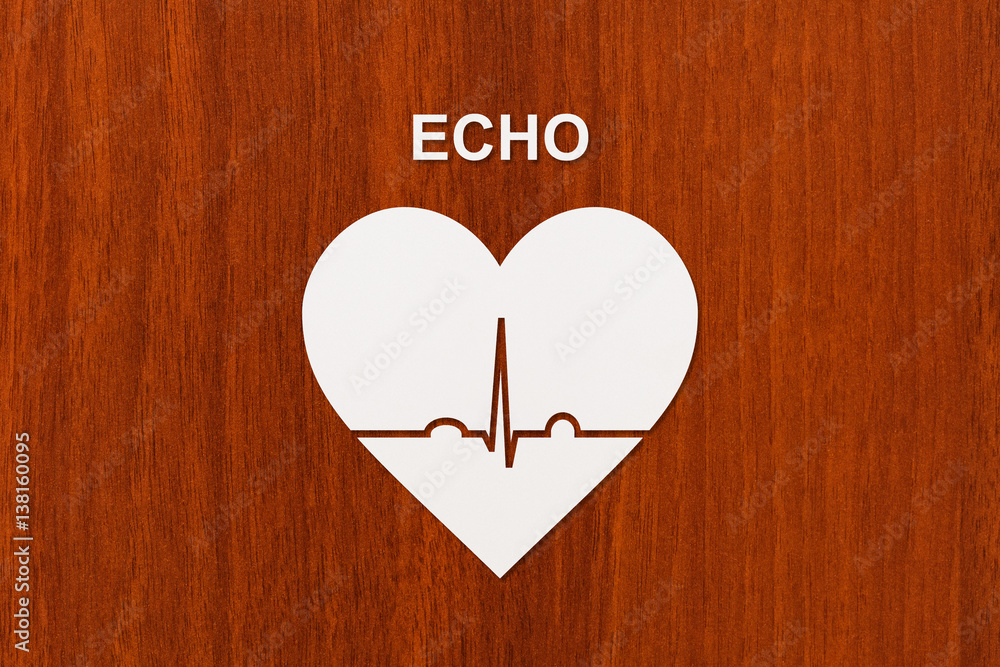 Heart shape with echocardiogram and ECHO text. Health or cardiology ...