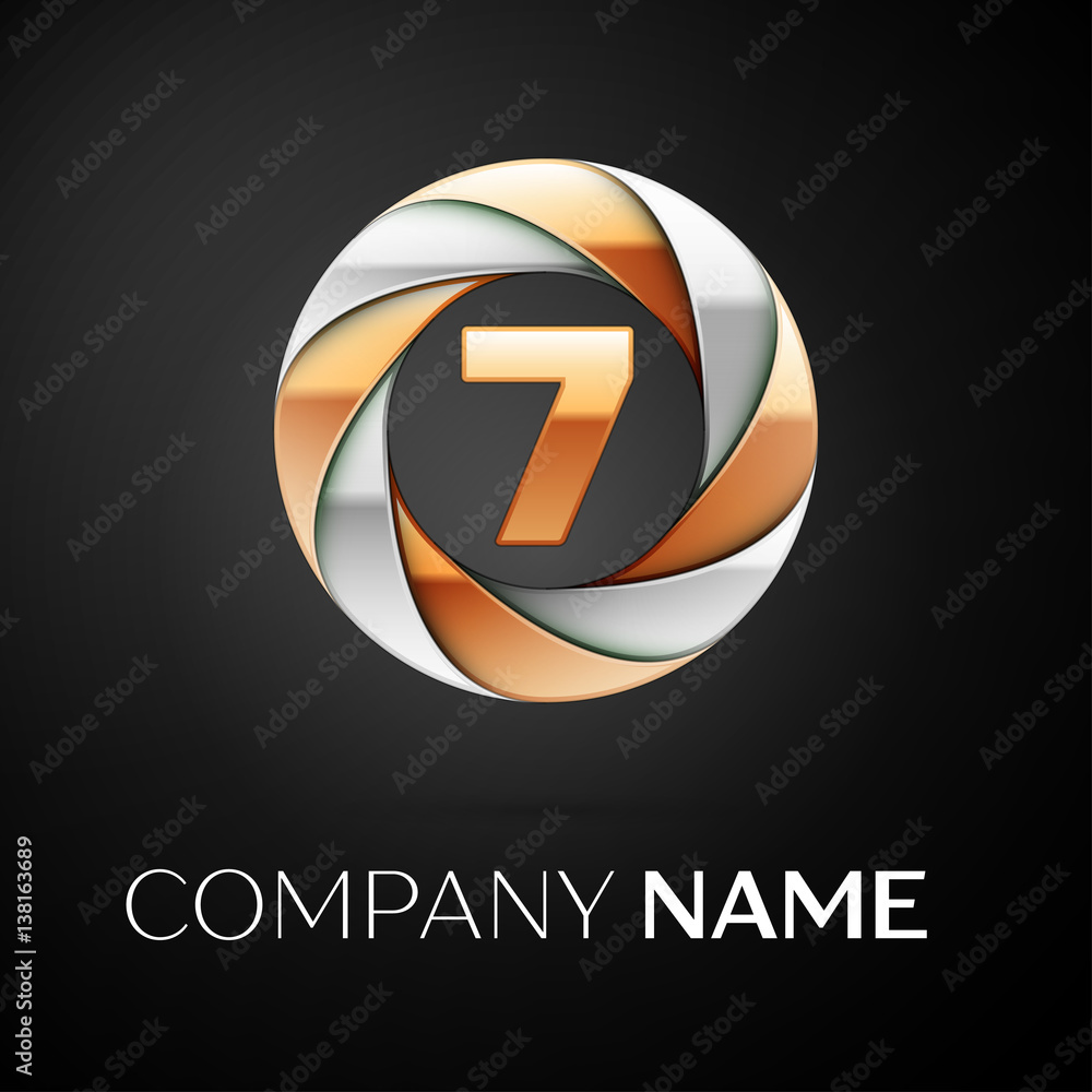 Number seven vector logo symbol in the colorful circle on black ...