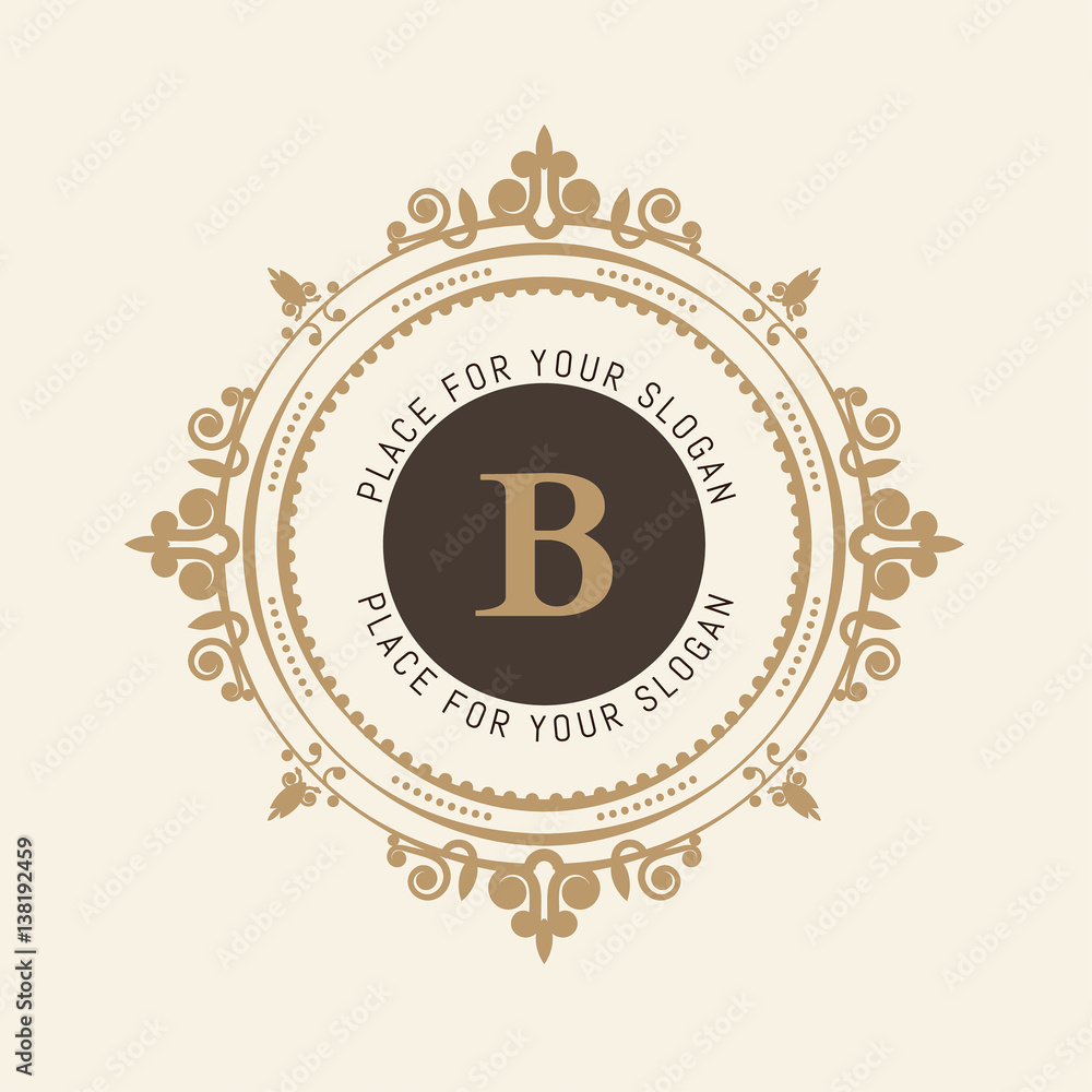 The letter B. Flourishes calligraphic monogram emblem template. Luxury ...